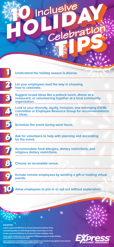 10 Tips for Inclusive Holiday Celebrations at Work - The Express Blog
